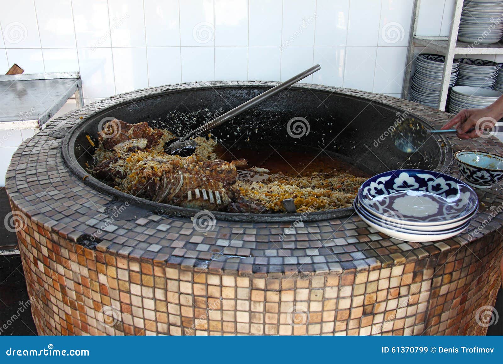 Large Cauldron with the Ready Pilaf Stock Image - Image of asia ...