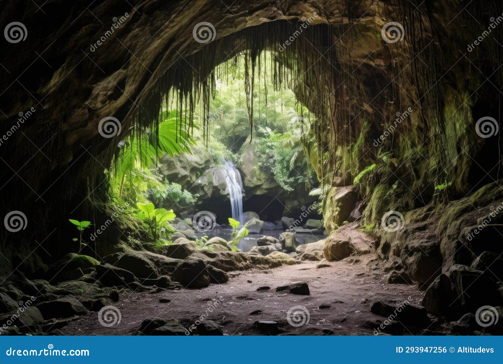 A Large Cave Entrance in a Tropical Jungle Stock Photo - Image of ...