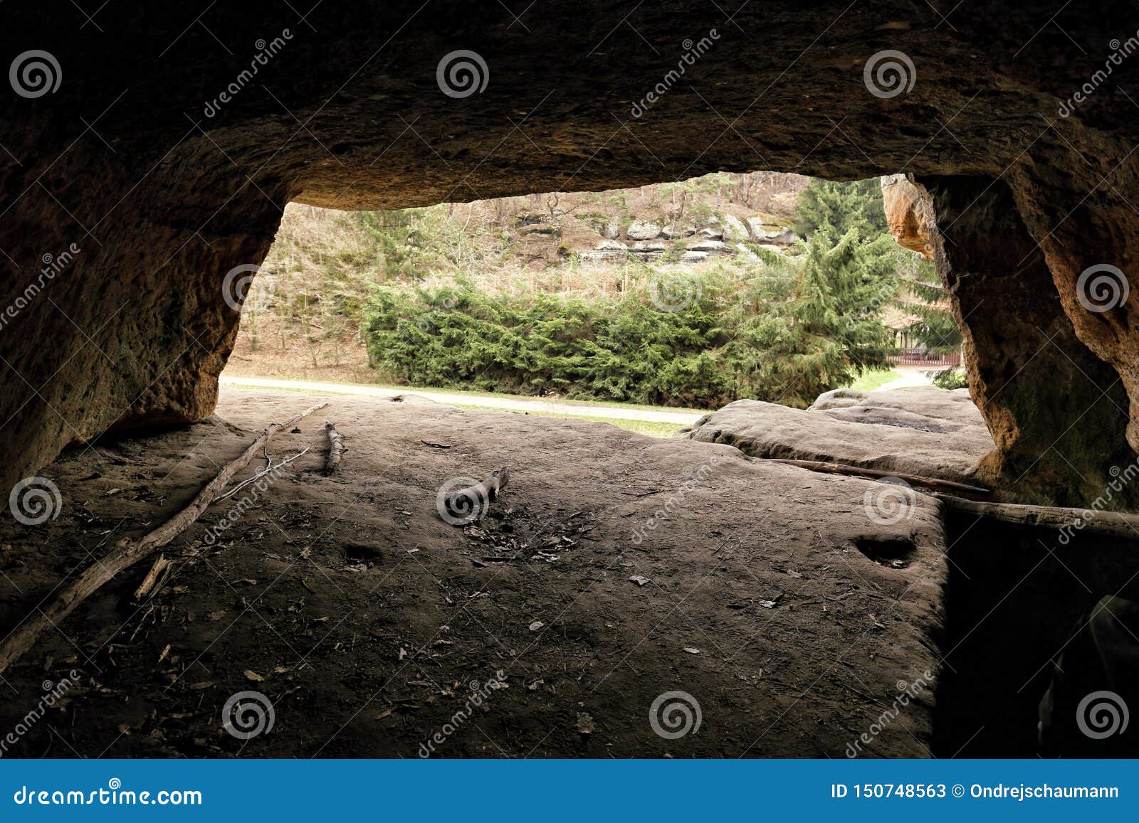 Large Cave Entry Portal Above the Road Stock Image - Image of nature ...