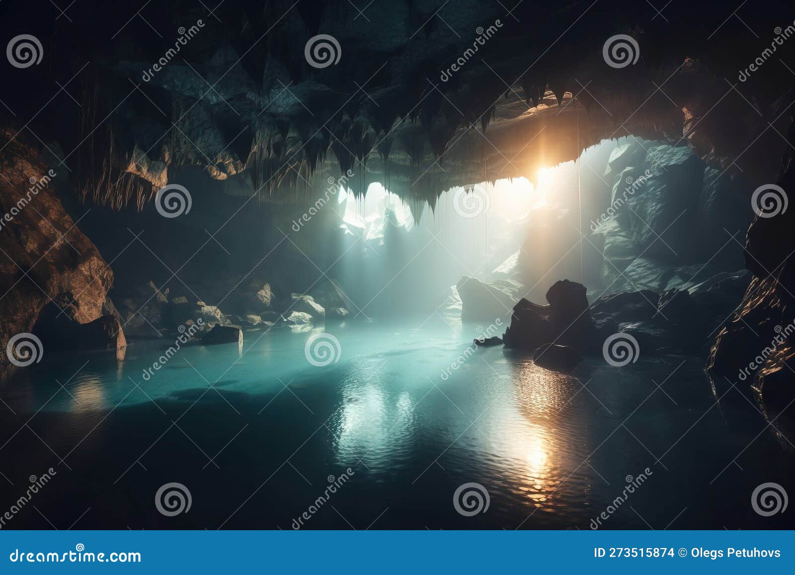 A Large Ice Cave With Snow On The Ground Royalty-Free Stock Photo ...