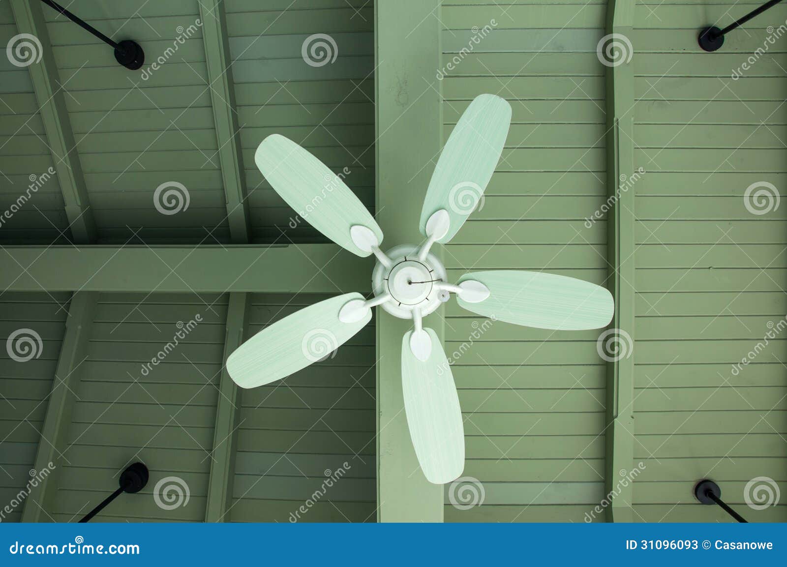 Large Ceiling Fan Under a Thatched Stock Image - Image of ceiling ...