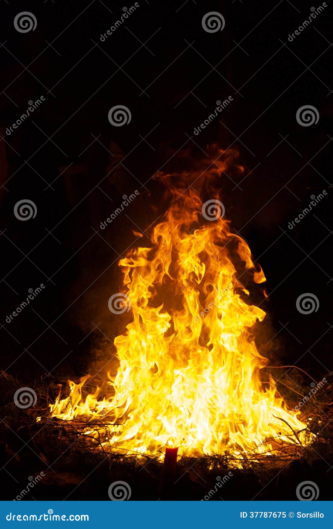 Large Ceremonial Fire at Night Stock Image - Image of campfire, camp ...