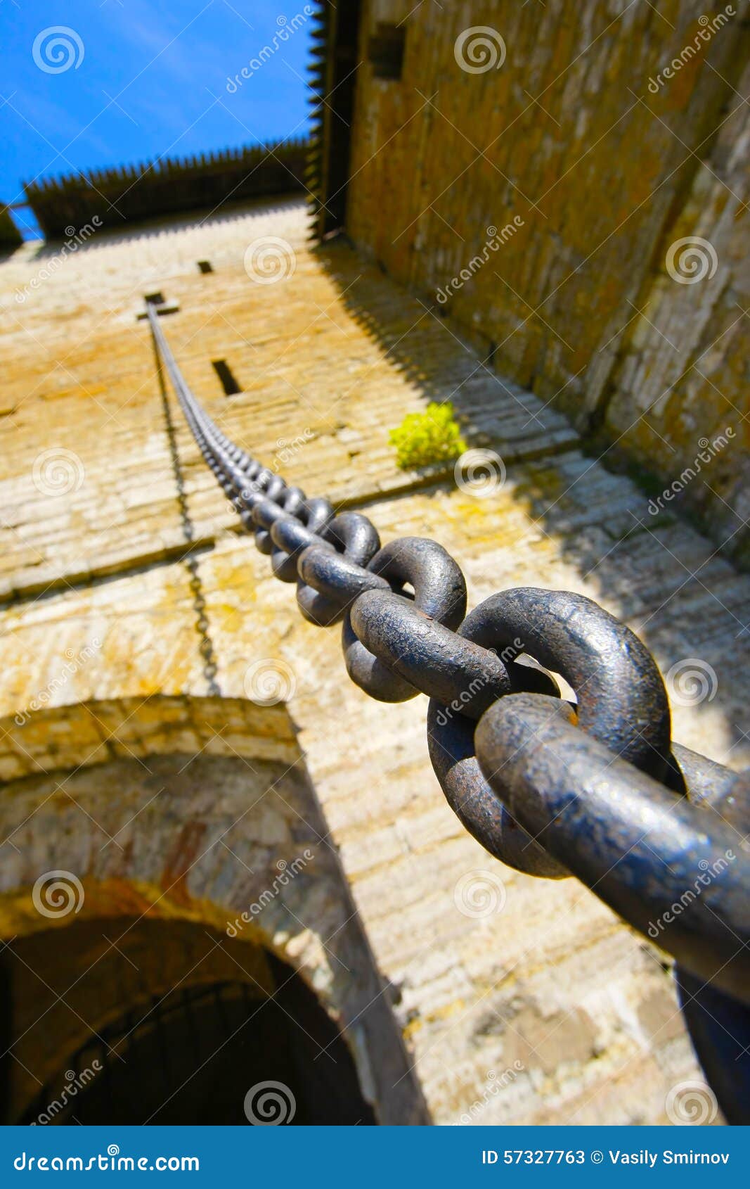 Large chain on building stock image. Image of brown, link - 57327763