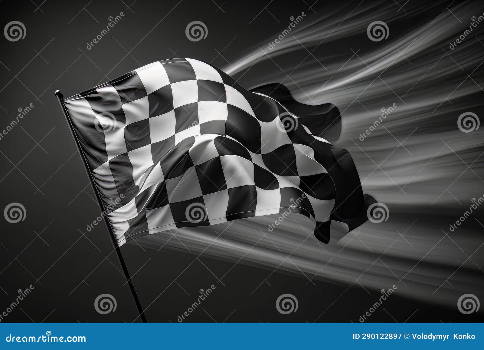 Large Checkered Flag with Fabric Surface Texture. Black Background ...