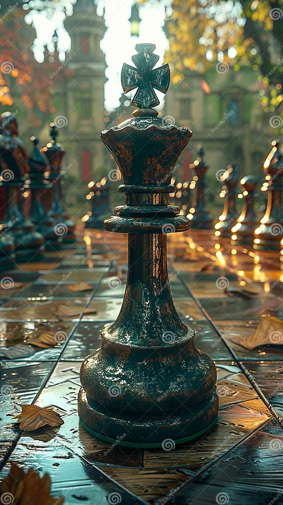 A Large Chess Piece on a Tiled Floor Stock Photo - Image of chessman ...