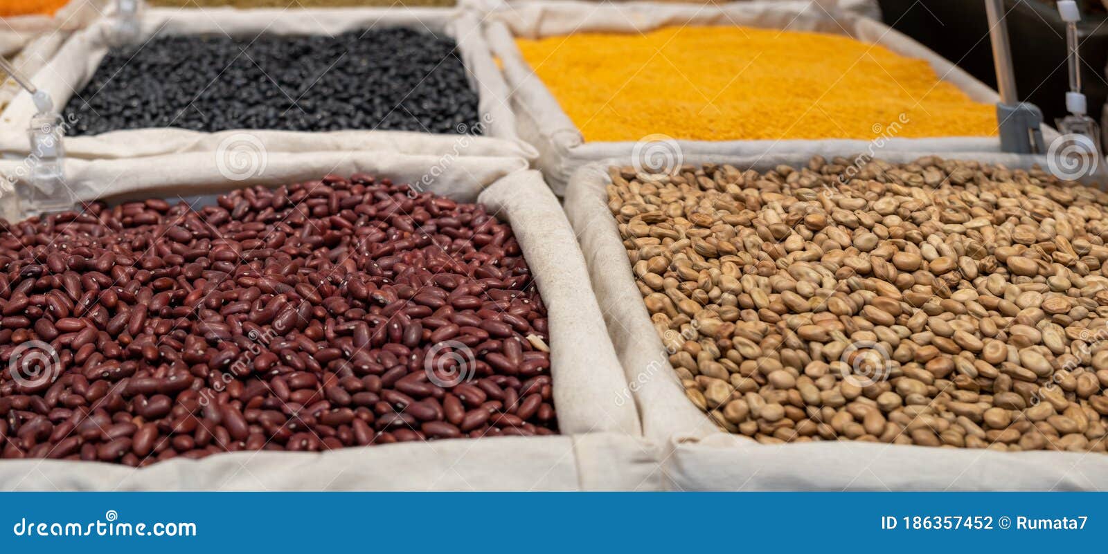 Different Colored Beans Sold at Supermarket Stock Photo - Image of ...
