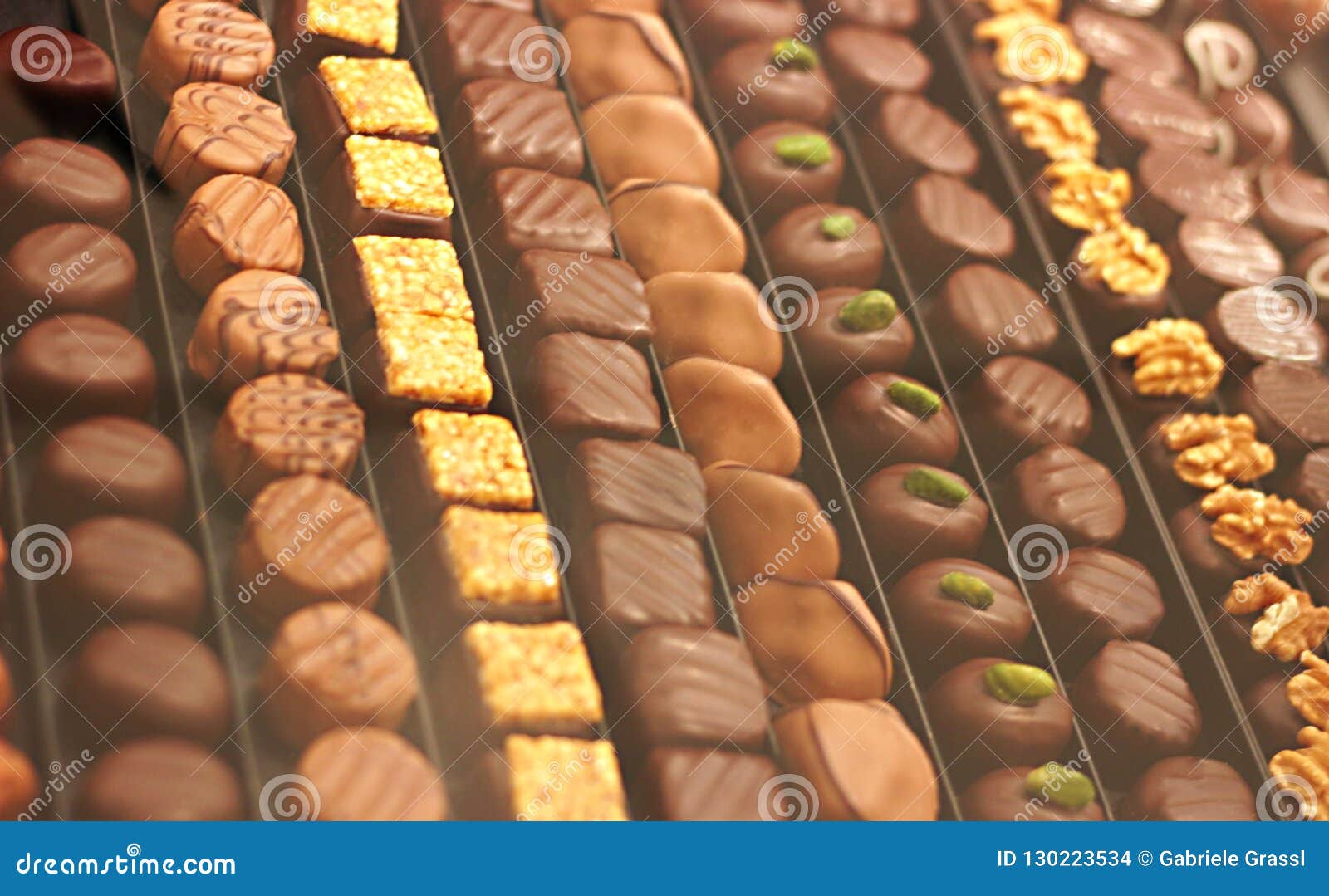 Large Choice of Handmade Chocolates in Rows Stock Photo - Image of ...