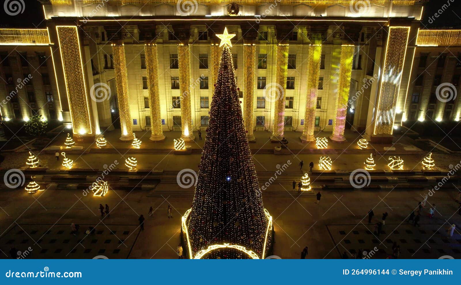 A Large Christmas Tree in the Lights on the Square Stock Footage ...