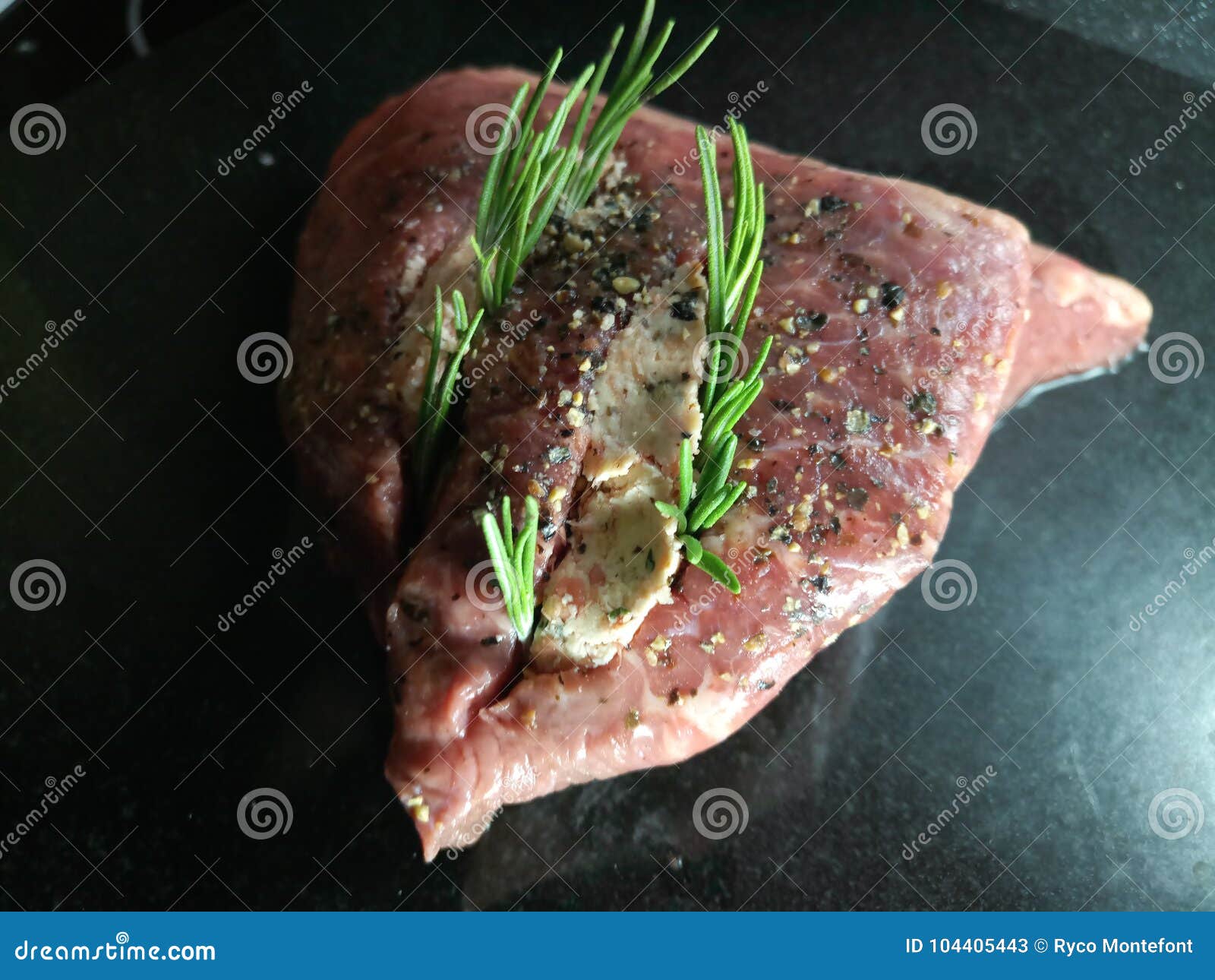 Large Chunk of Beef Meat Seasoned Stock Image - Image of large ...