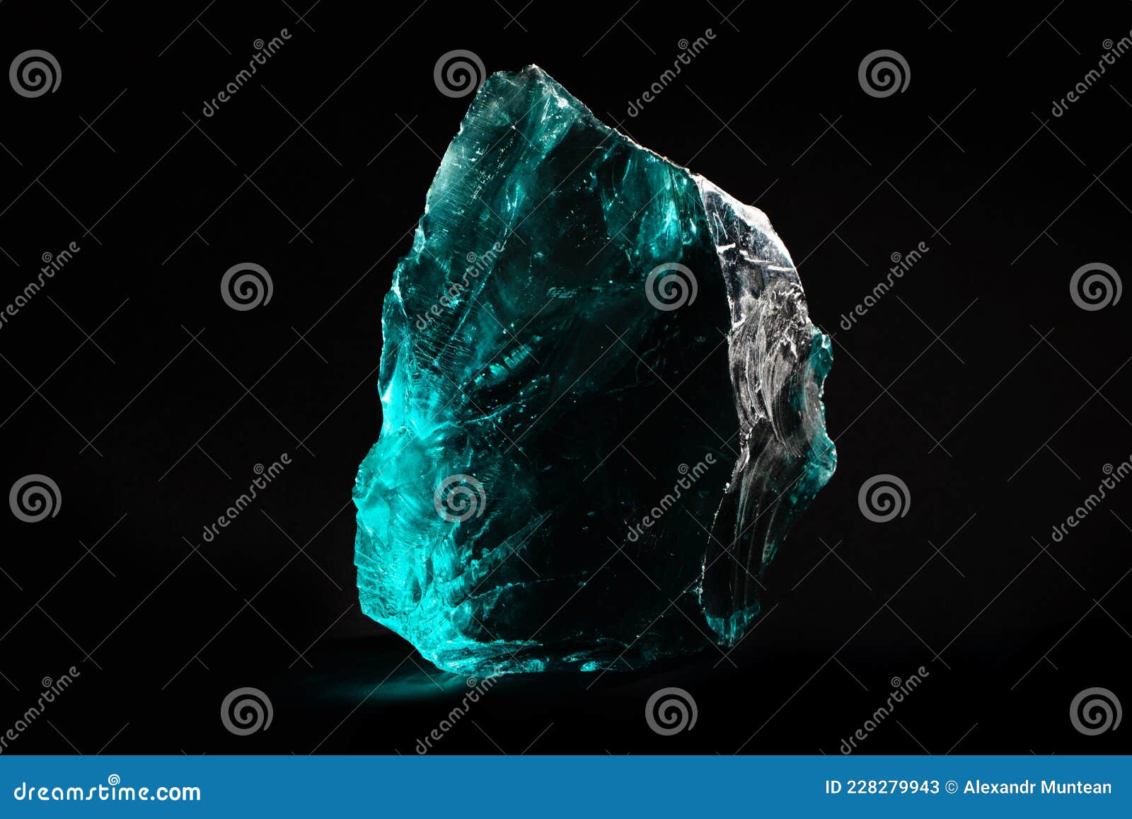 Large Chunk of Broken Blue Glass Stock Image - Image of rough, bright ...