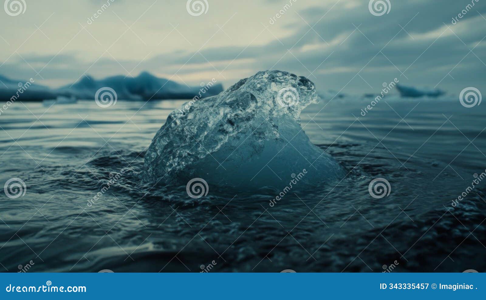 Large Chunk Of Ice Floating In Ocean, Climate Change Concept Stock ...