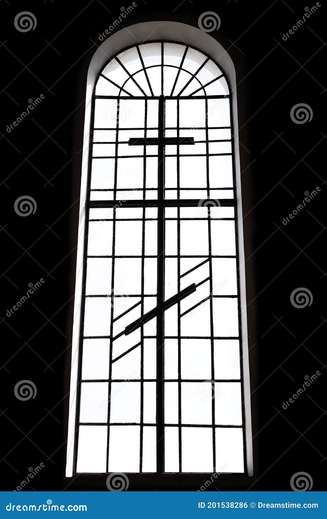 Large Church Window Silhouette, Window with Cross and Arch Stock Photo ...
