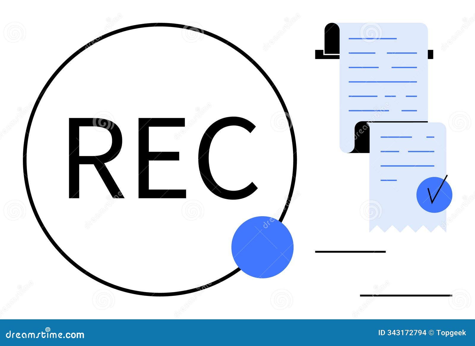 Recording Button Highlighted with Paper Checklist and Check Mark for ...