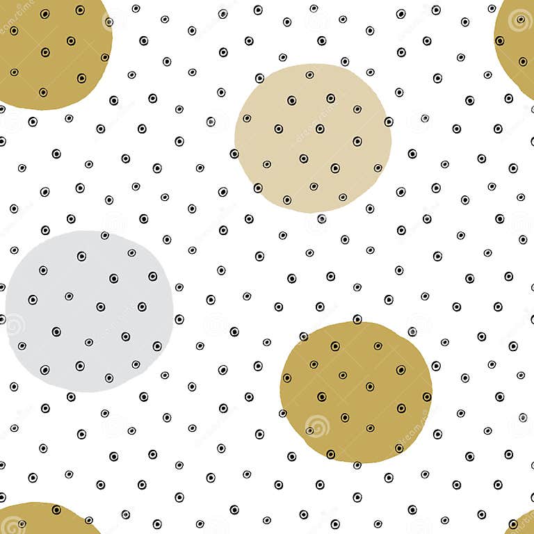 Large Circles Pattern with Black Hand Drawn Ink Texture, Seamless ...