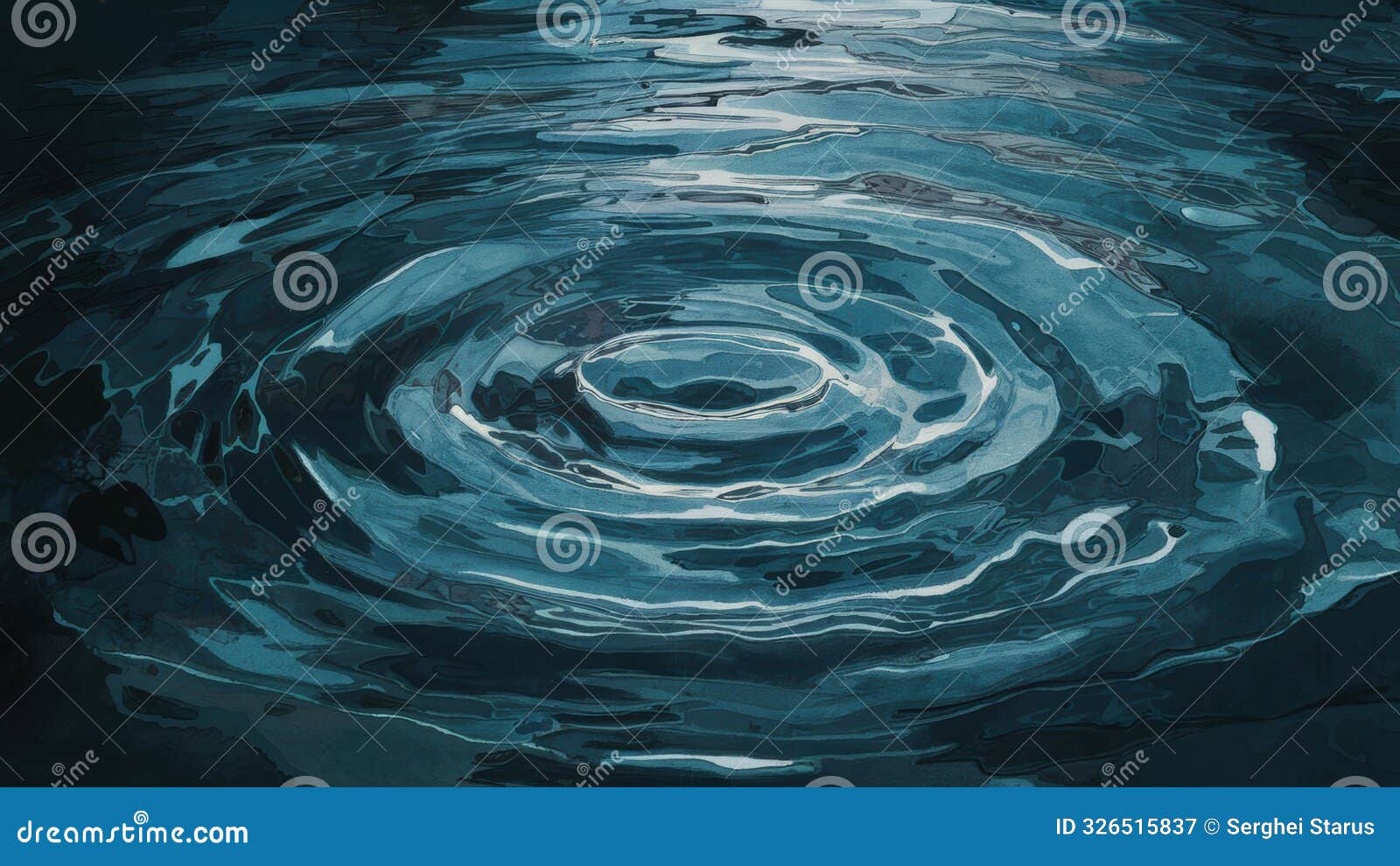 A Large Circular Pattern of Water in a Dark Blue Background, AI Stock ...