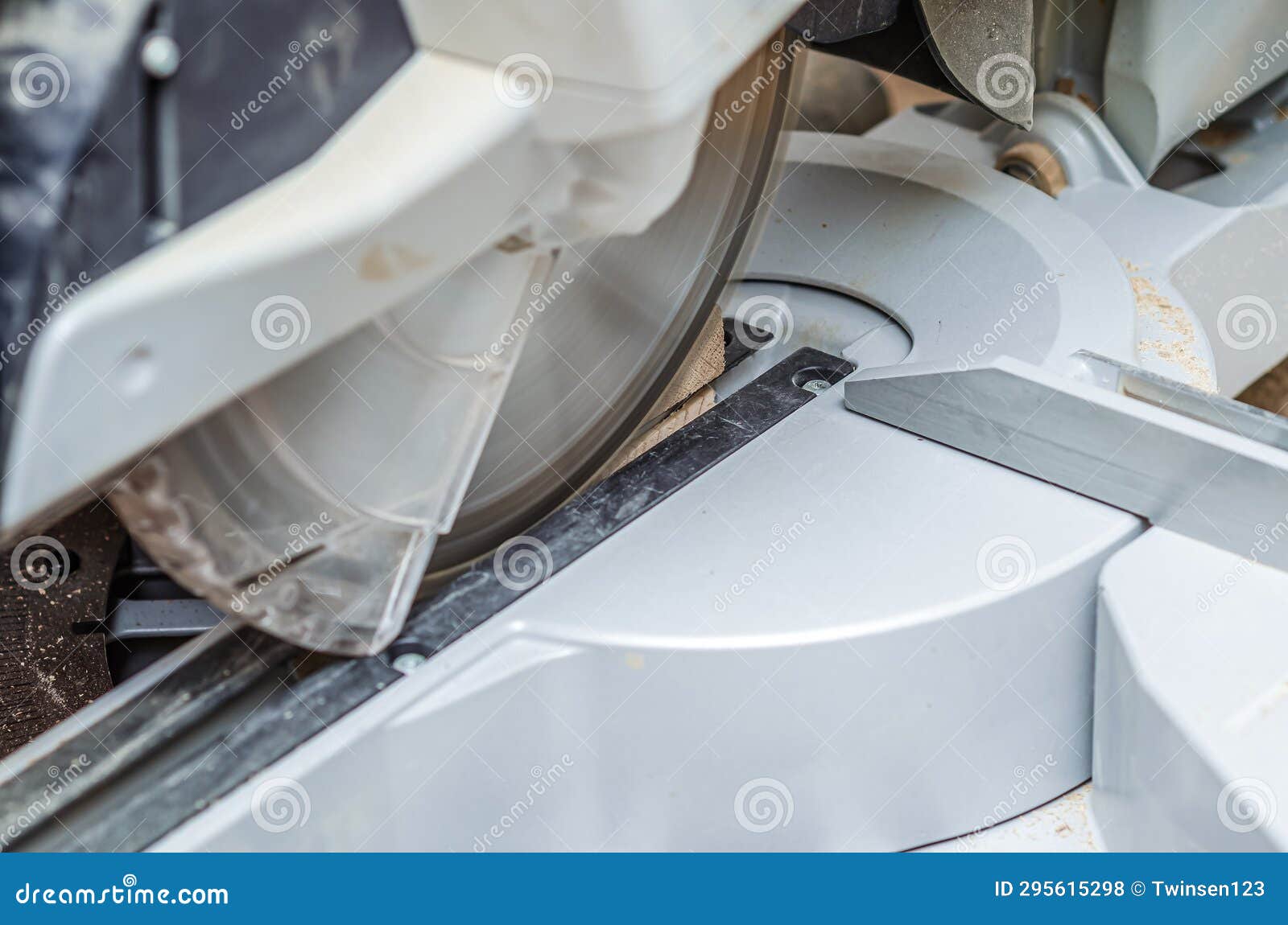 Large Circular Saw Cuts a Board in a Carpenter Workshop Stock Photo ...