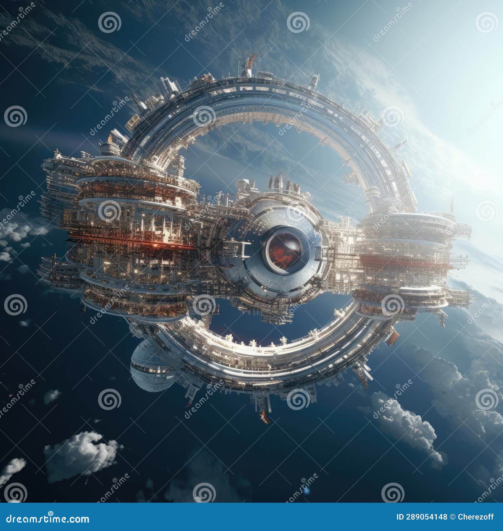 A Large Circular Space Station in Space Stock Photo - Image of round ...