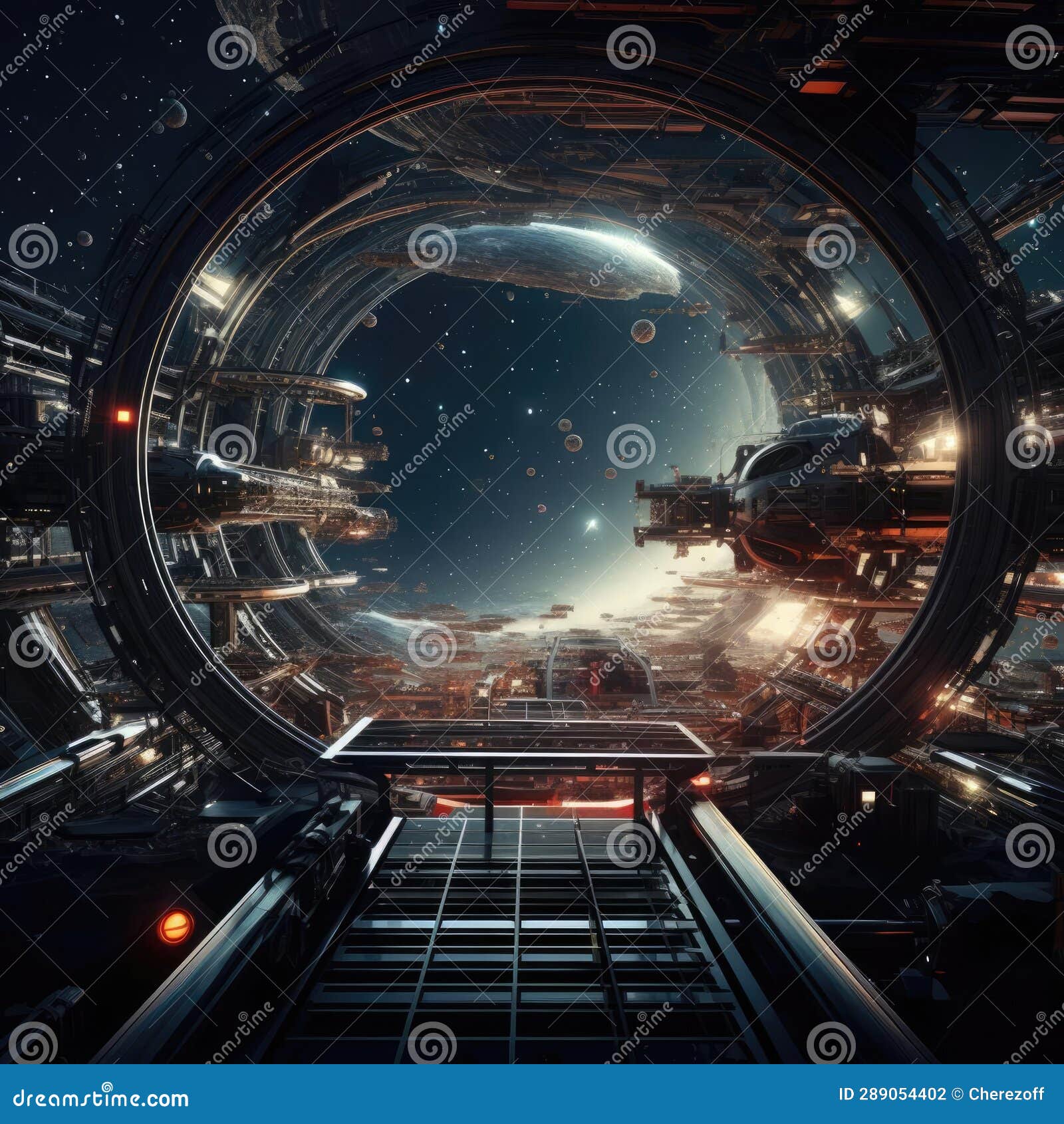 A Large Circular Space Station in Space Stock Photo - Image of ...