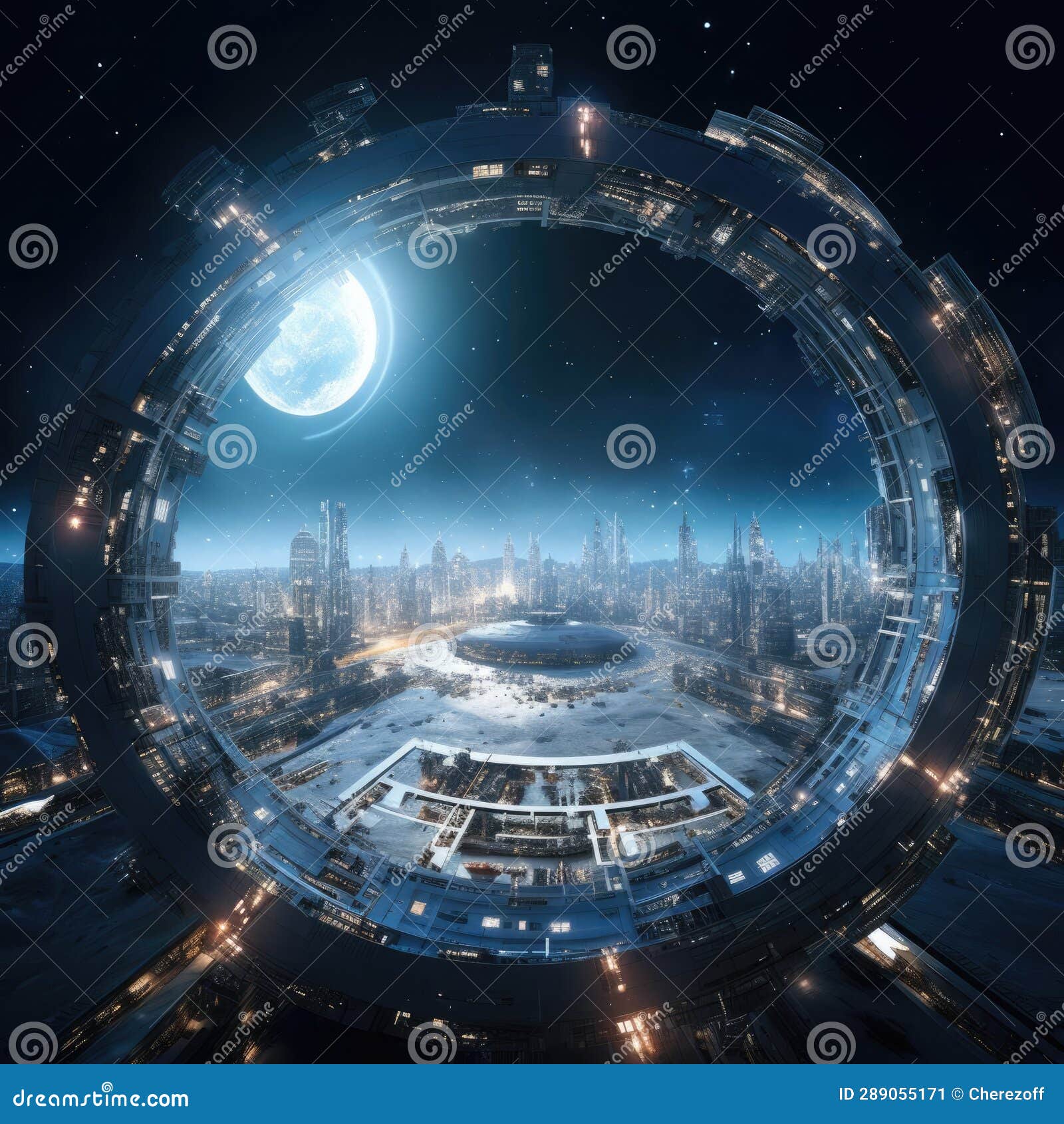 A Large Circular Space Station in Space Stock Image - Image of shape ...
