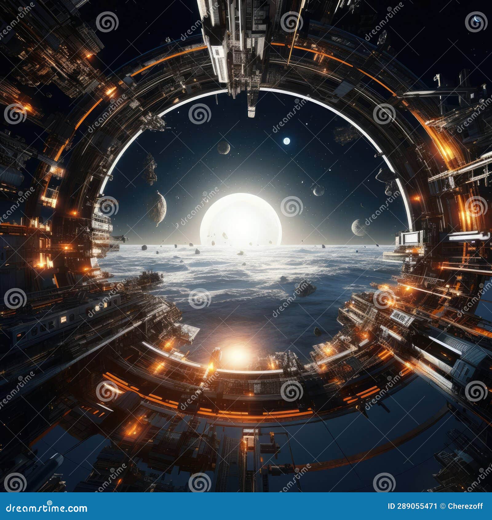 A Large Circular Space Station in Space Stock Image - Image of circular ...