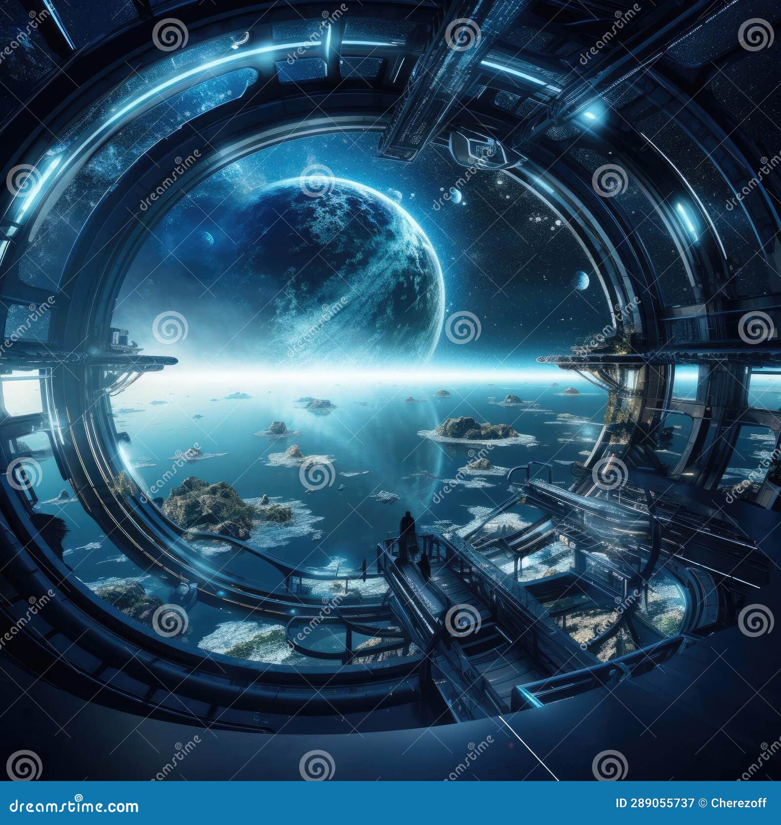 A Large Circular Space Station in Space Stock Image - Image of round ...