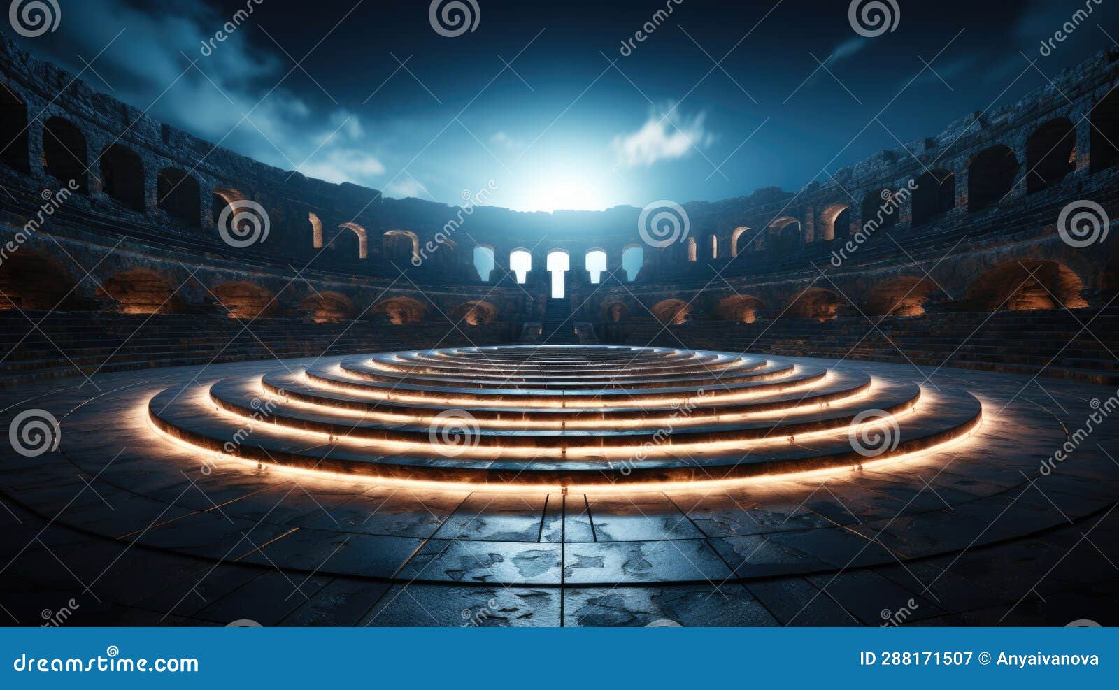 A Large Circular Stone Structure with Steps Leading Up To it. Stock ...