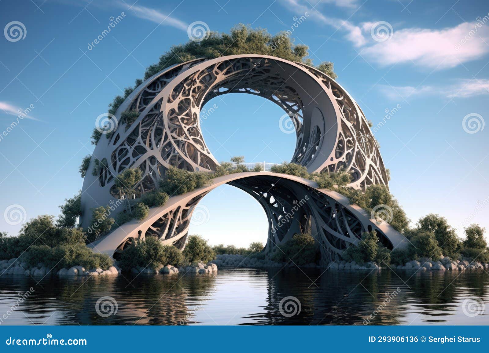 A Large Bionic Design Circular Structure with Trees Growing Out of it ...