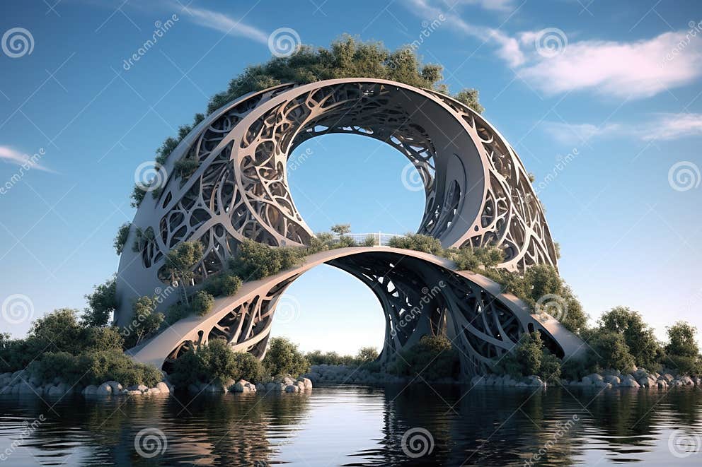 A Large Bionic Design Circular Structure with Trees Growing Out of it ...