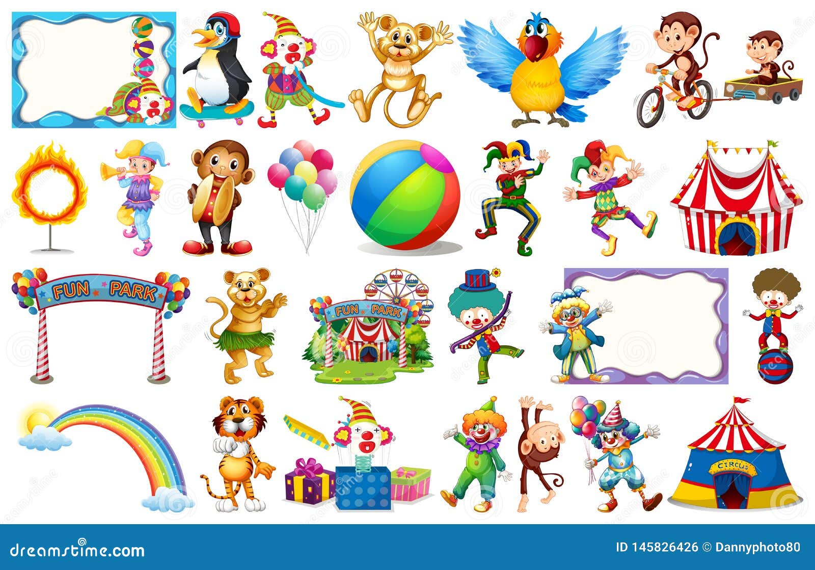 Large circus theme set stock illustration. Illustration of park - 145826426