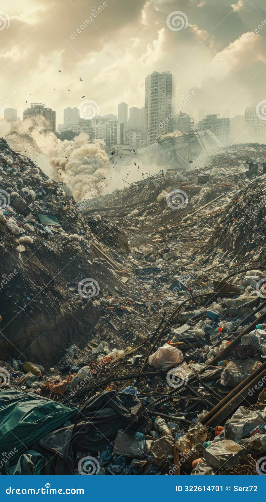 In a Large City Dump, Towering Heaps of Garbage Illustrate the Volume ...
