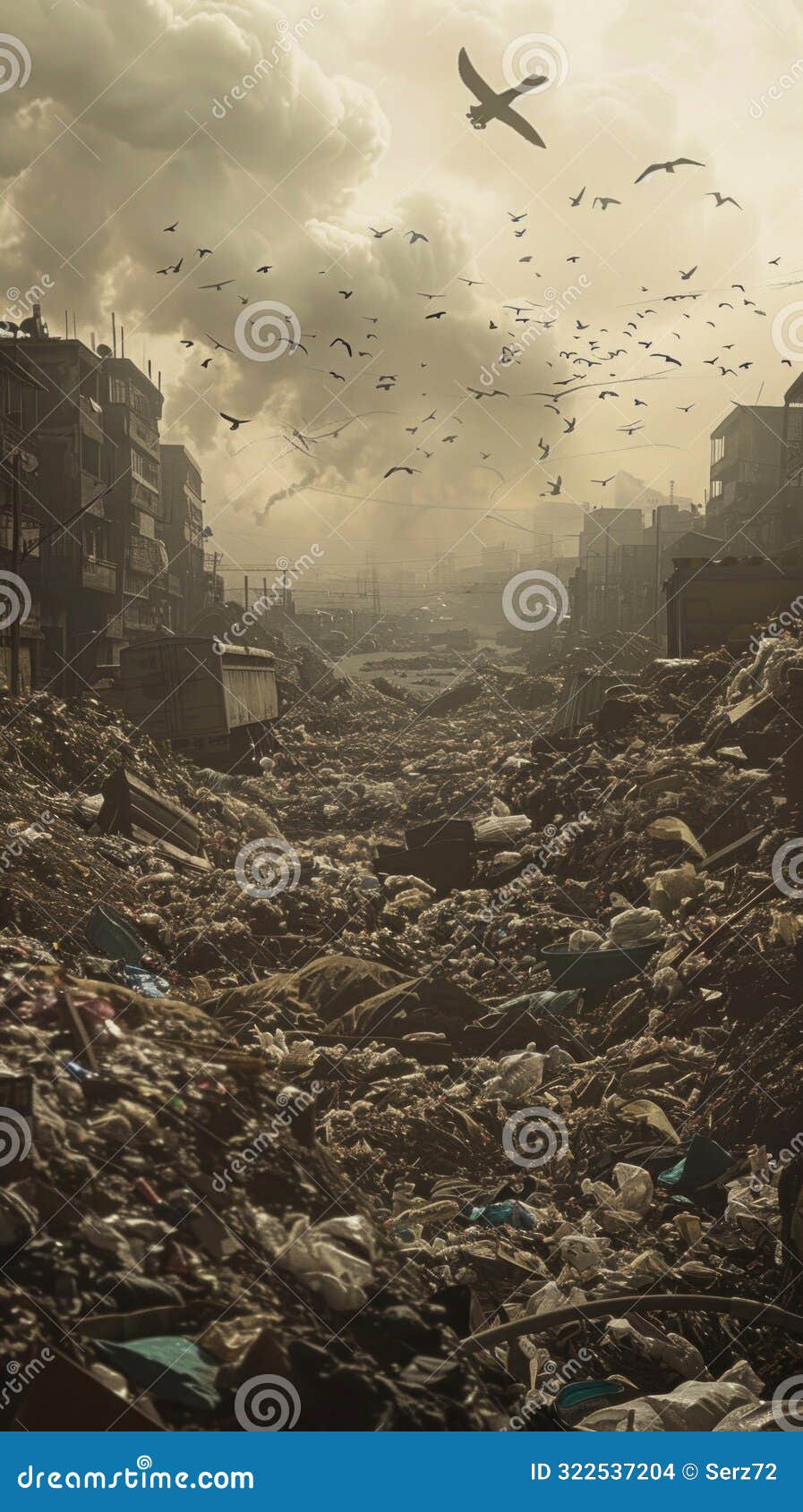 In a Large City Dump, Towering Heaps of Garbage Illustrate the Volume ...