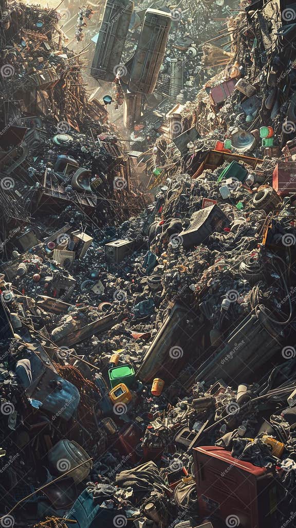In a Large City Dump, Towering Heaps of Garbage Illustrate the Volume ...