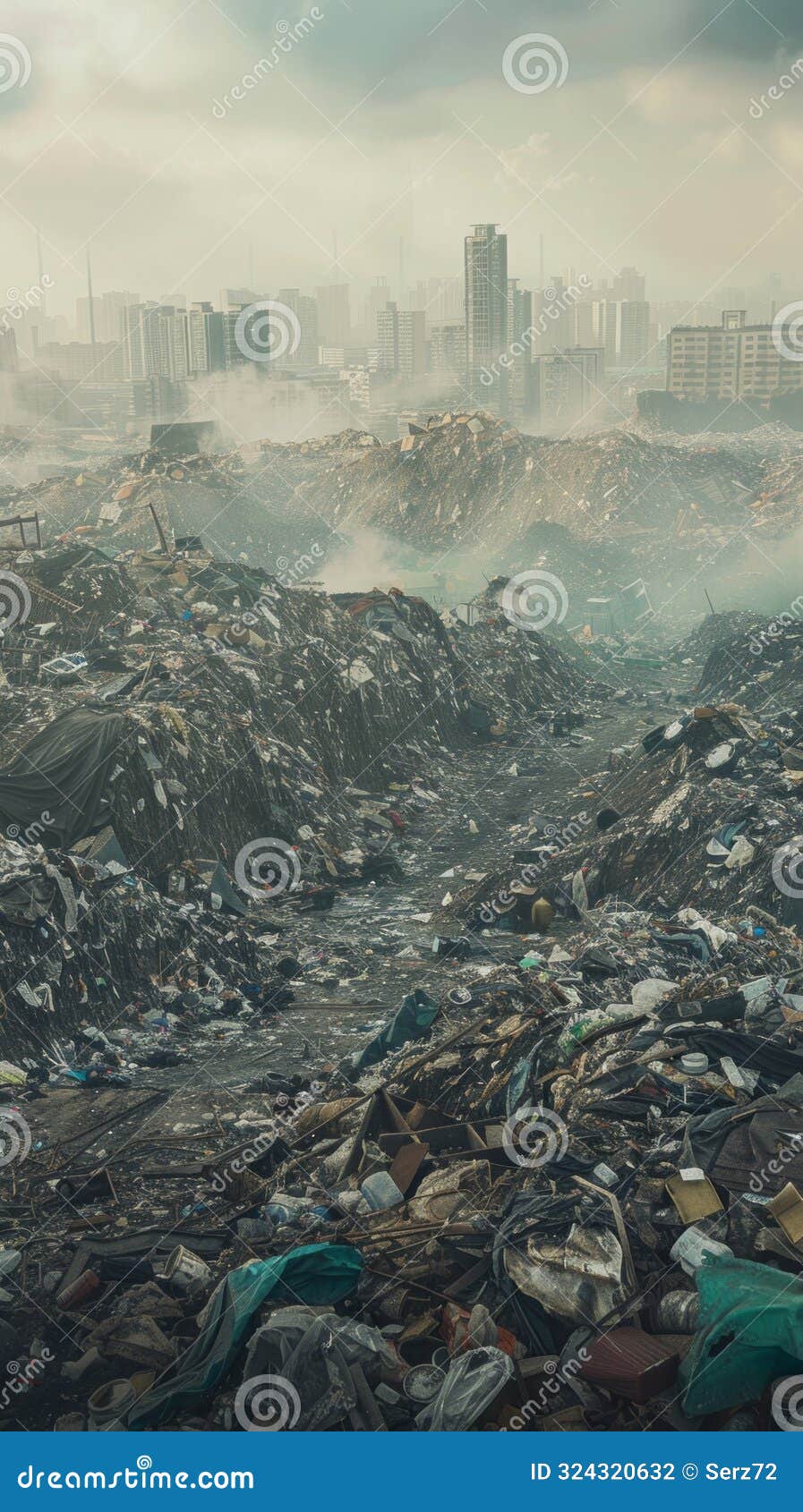 In a Large City Dump, Towering Heaps of Garbage Illustrate the Volume ...