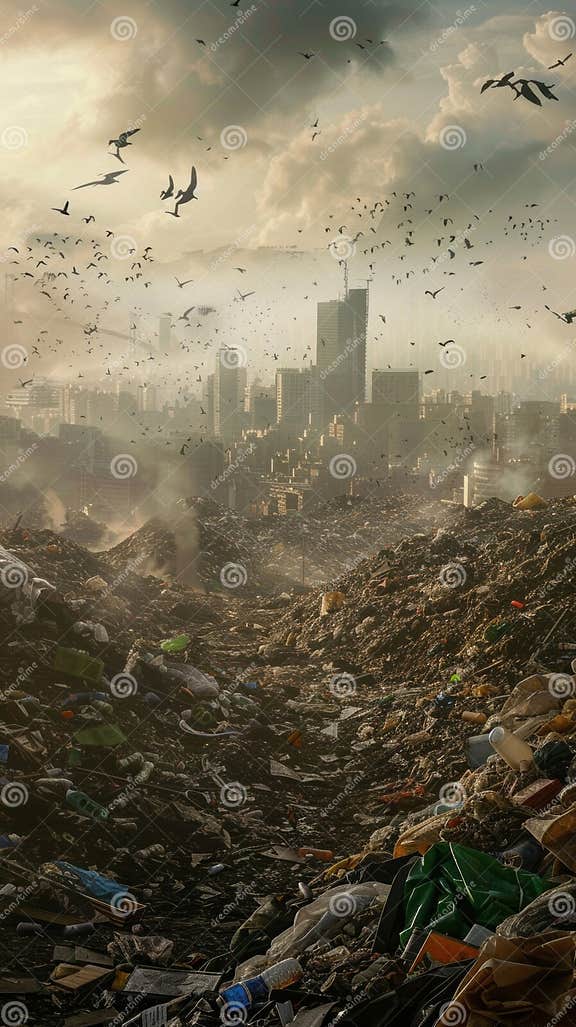 In a Large City Dump, Towering Heaps of Garbage Illustrate the Volume ...