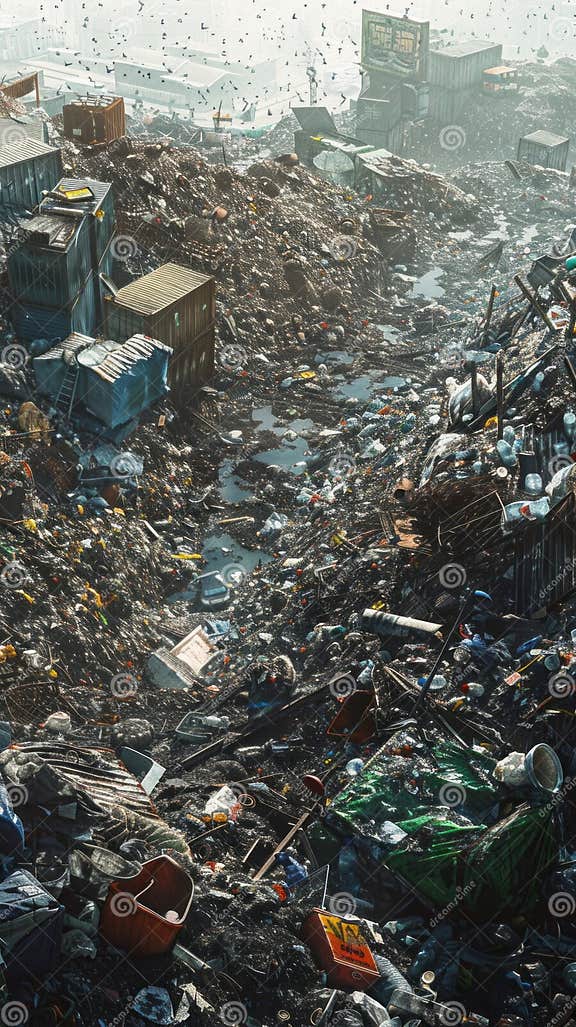 In a Large City Dump, Towering Heaps of Garbage Illustrate the Volume ...