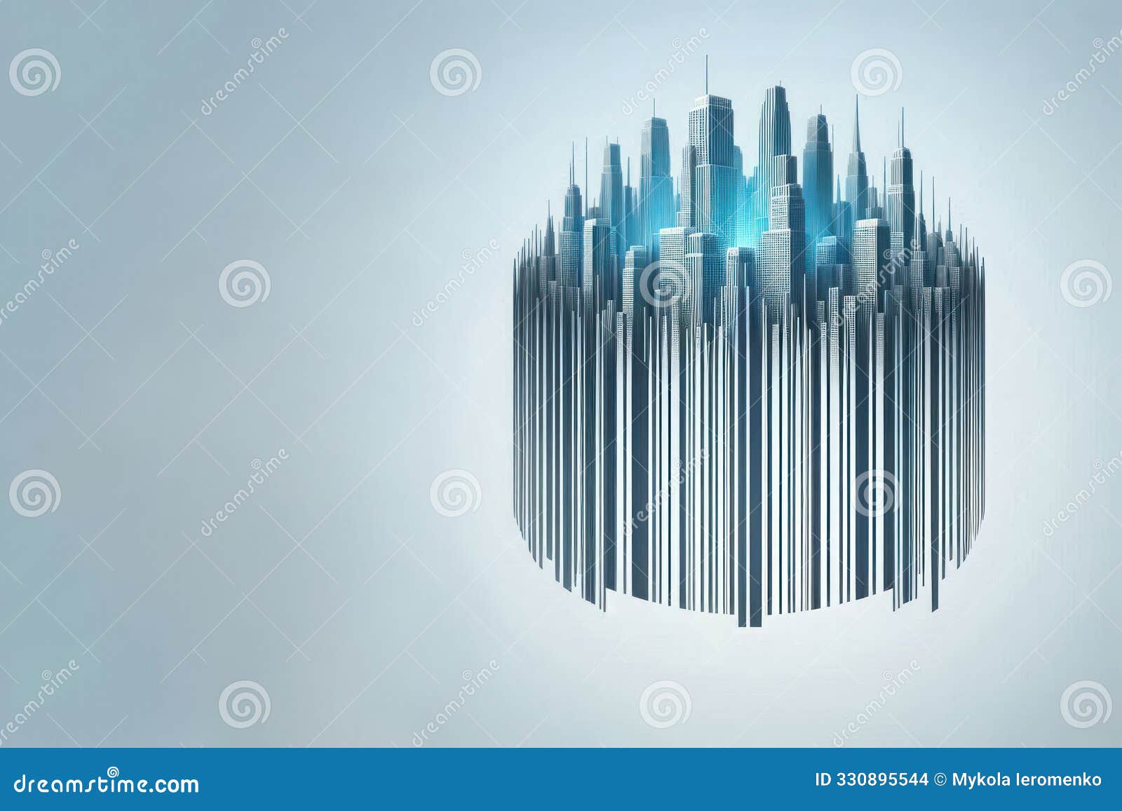 A Large City in the Form of a Barcode. Space for Text. Stock Photo ...