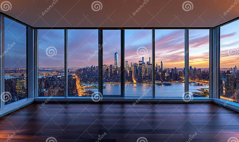 A Large City View from a High Floor with a View of the City Stock Photo ...