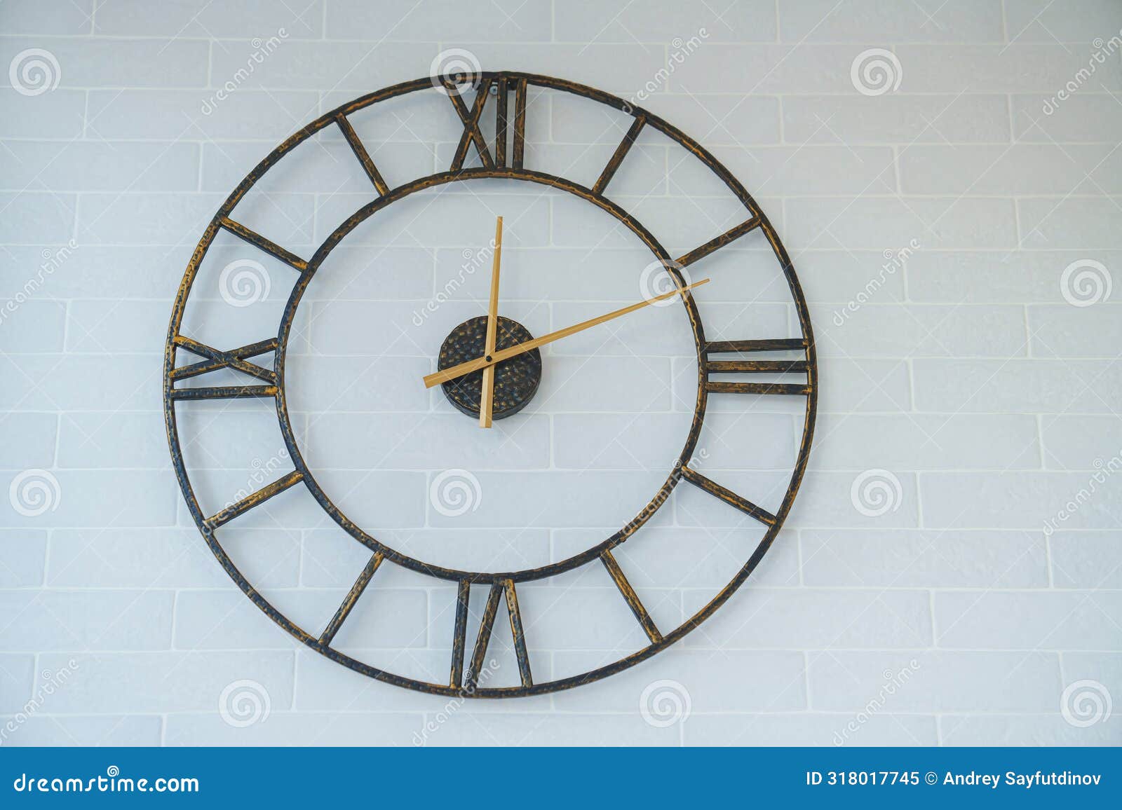 Large Classical Wall Clock with Roman Numerals. Stock Image - Image of ...