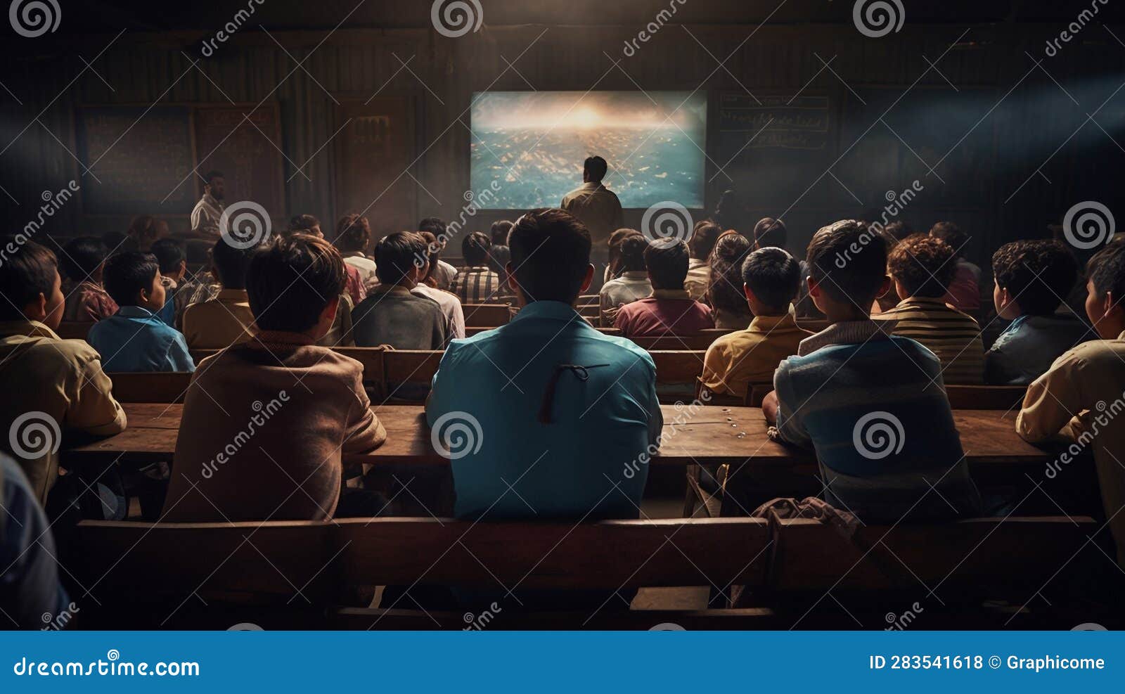 A Large Classroom with High Level Students Working Hard Stock ...