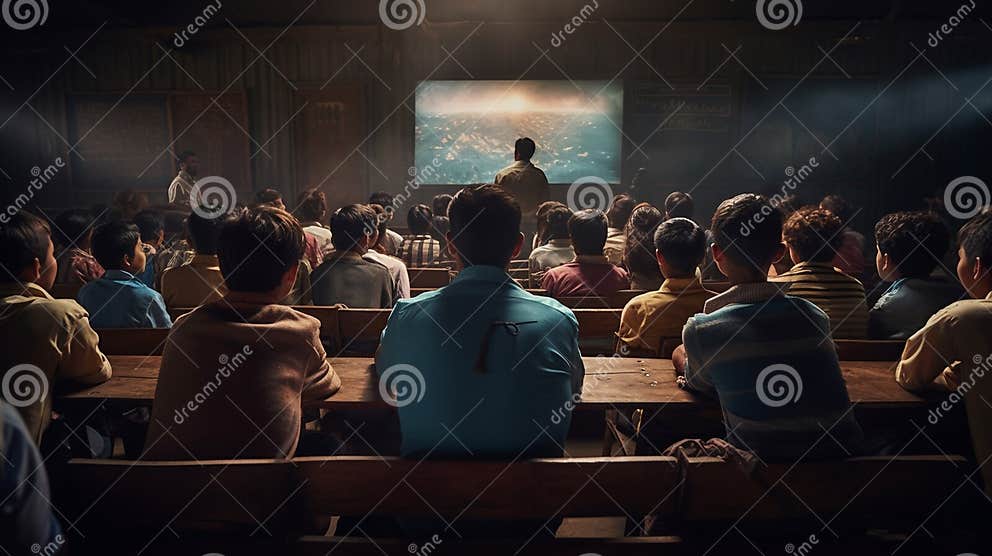 A Large Classroom with High Level Students Working Hard Stock ...