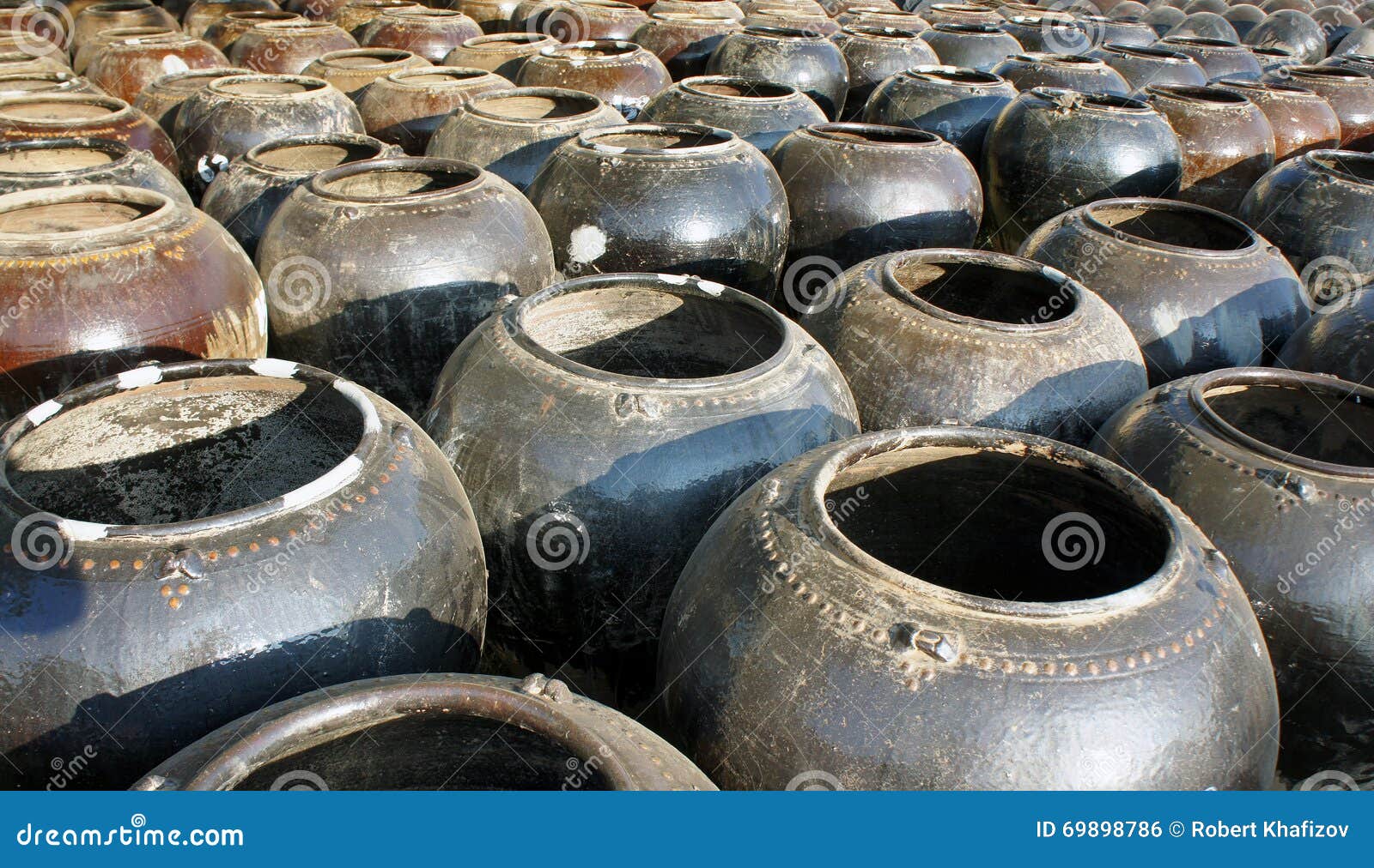 Large Clay Pots Standing in Rows in Myanmar Stock Photo - Image of ...