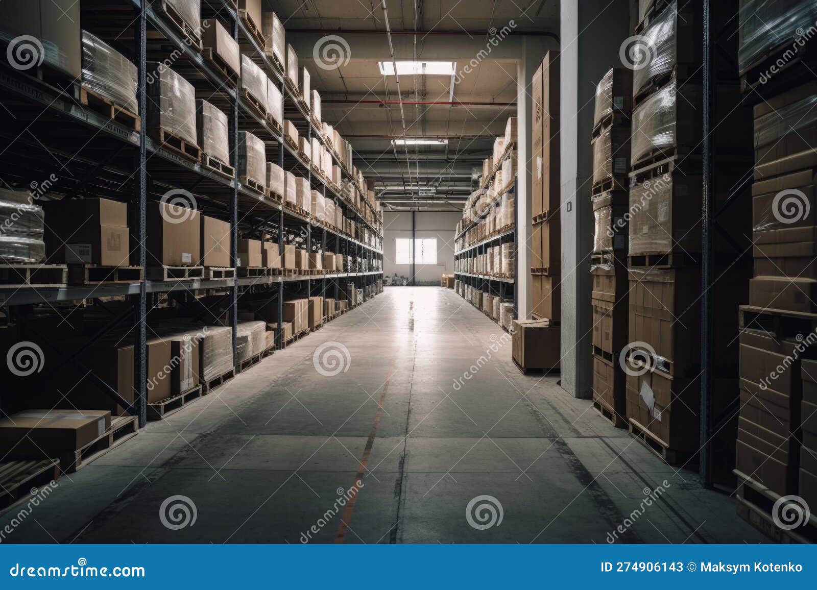 A Large Clean Warehouse with Shelfs Carboard Boxes Generative AI Stock ...