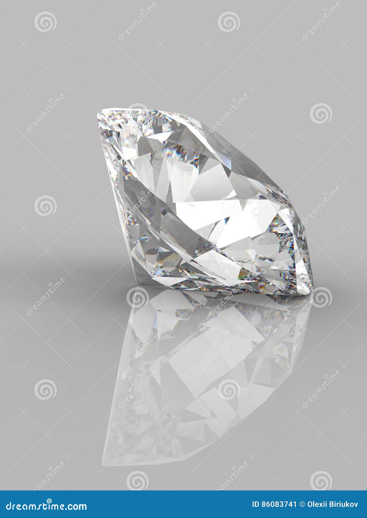 Large Clear Diamond with Reflection on White Background. 3d Stock ...