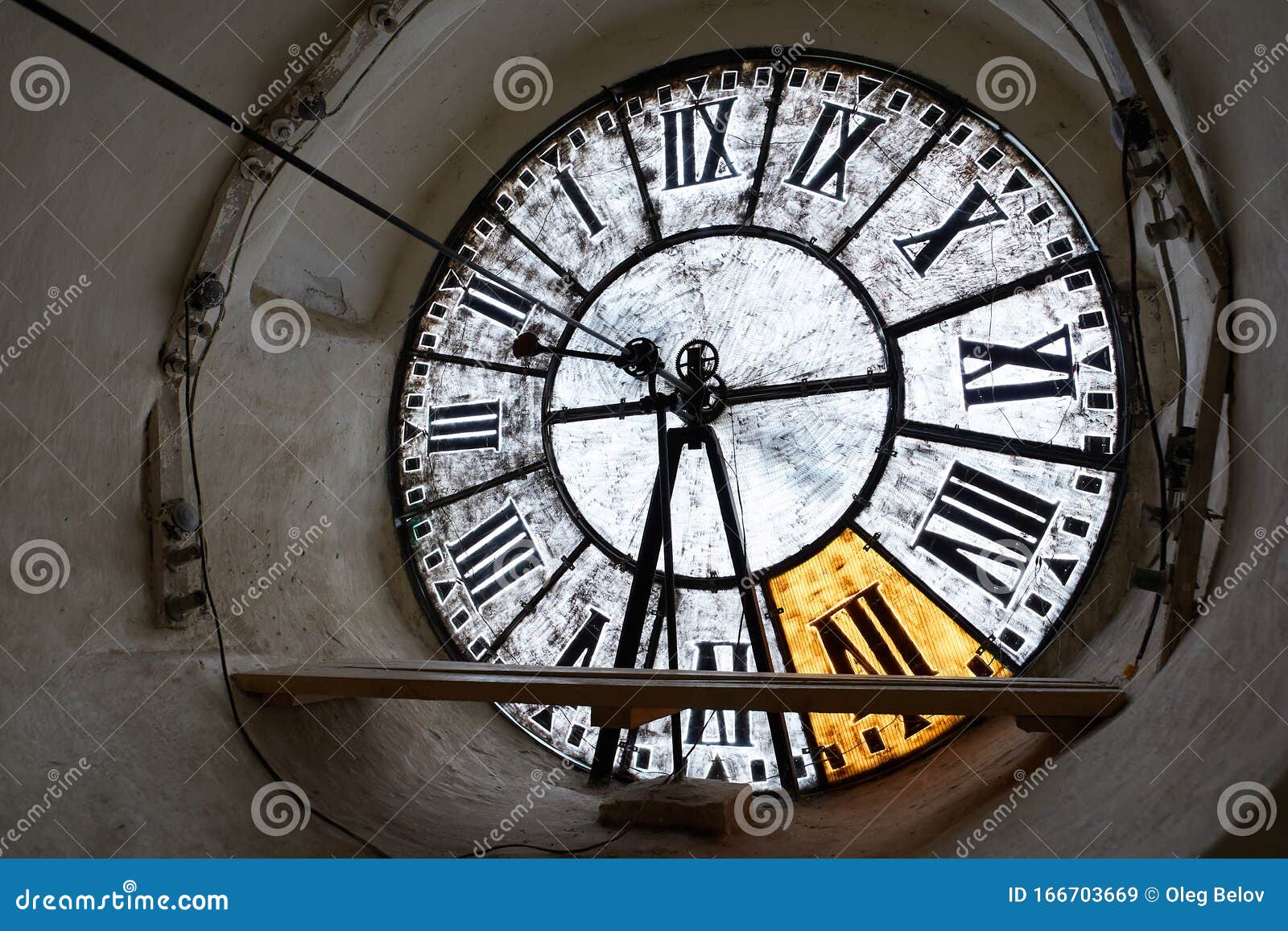 Large Clock-face of Old Mechanical Clocks on a Tower in a Church ...