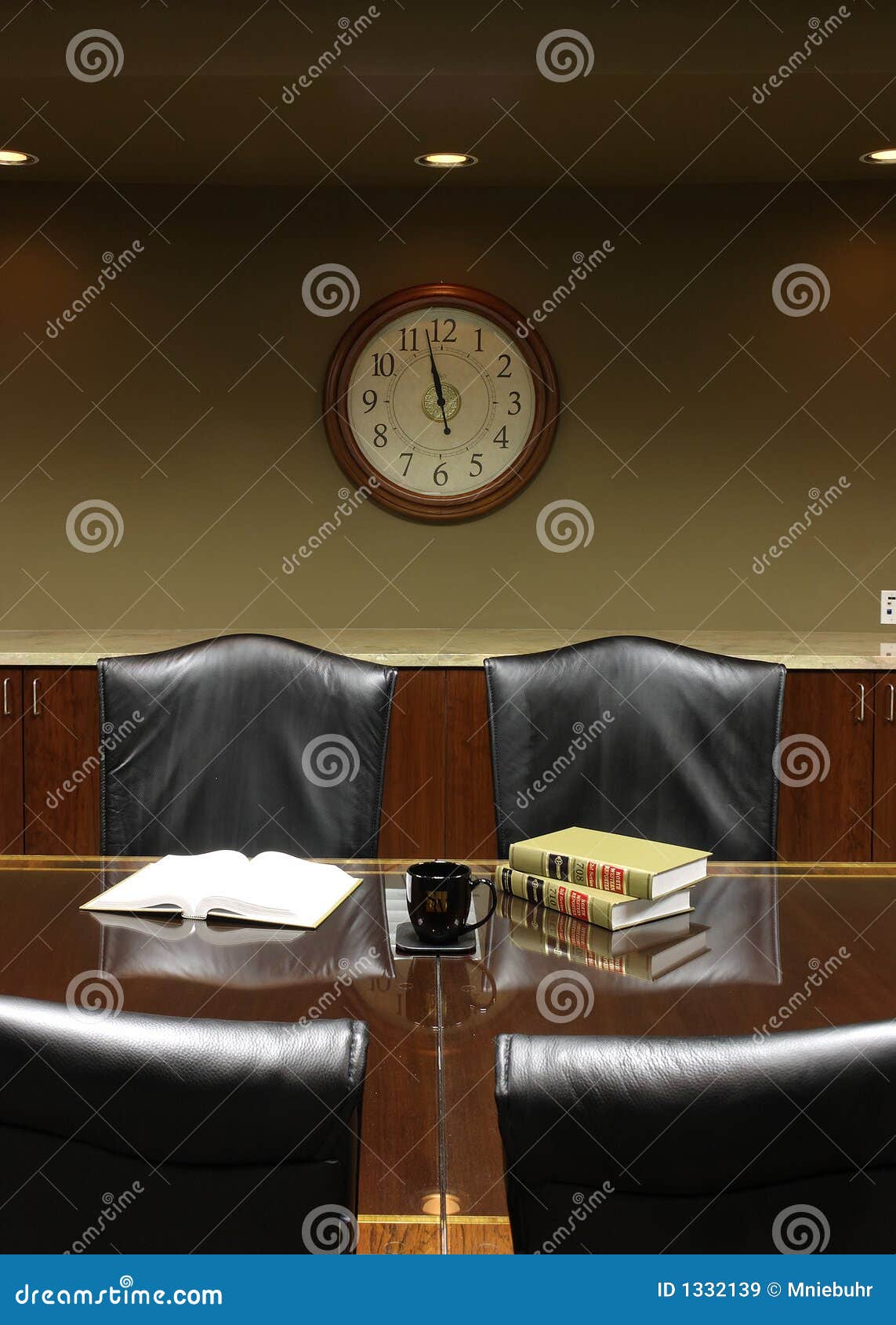 Large Clock at Lunchtime Break in the Board Room Stock Image - Image of ...