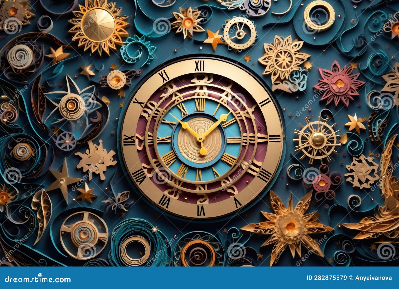 A Large Clock with Many Different Designs on it. Generative AI Image ...