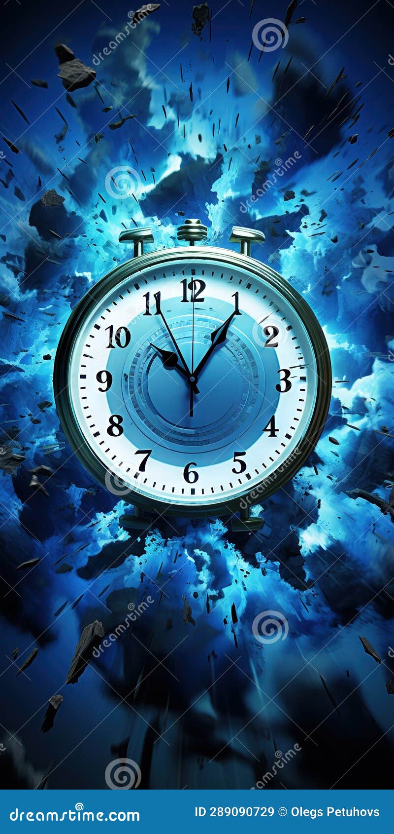 A Large Clock with a Sky Background and Clouds in the Background Stock ...