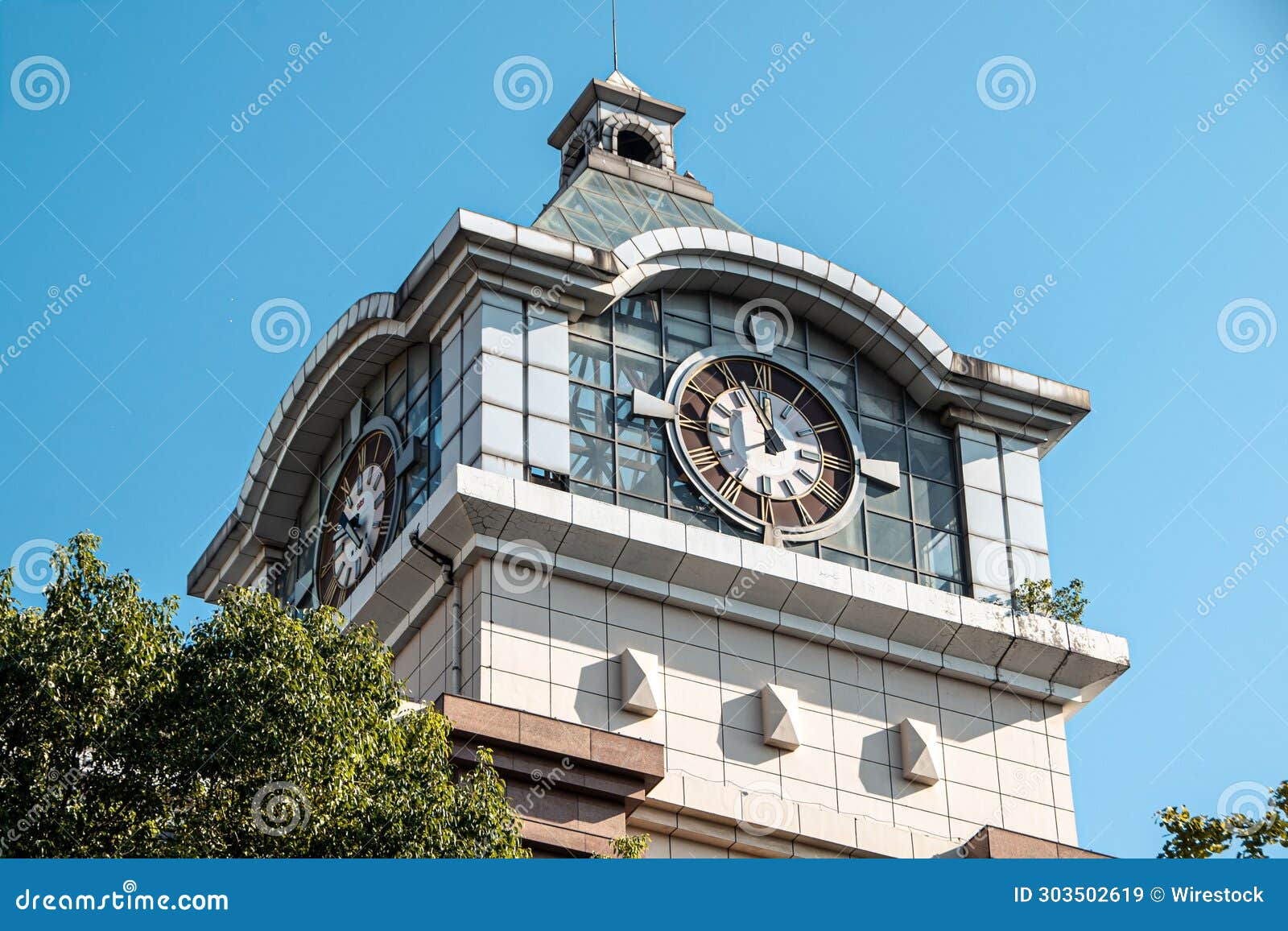 Large Clock Tower in a Corner of a Shopping Mall in Wuhan Stock Image ...