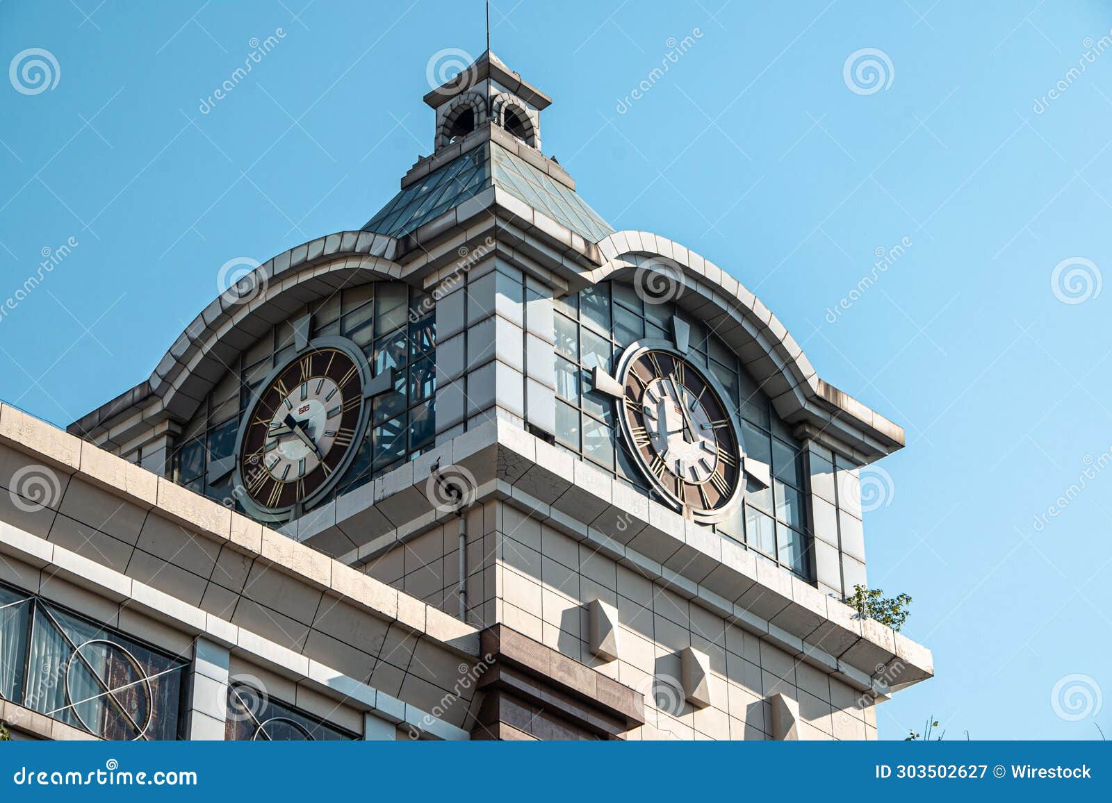 Large Clock Tower in a Corner of a Shopping Mall in Wuhan Stock Image ...