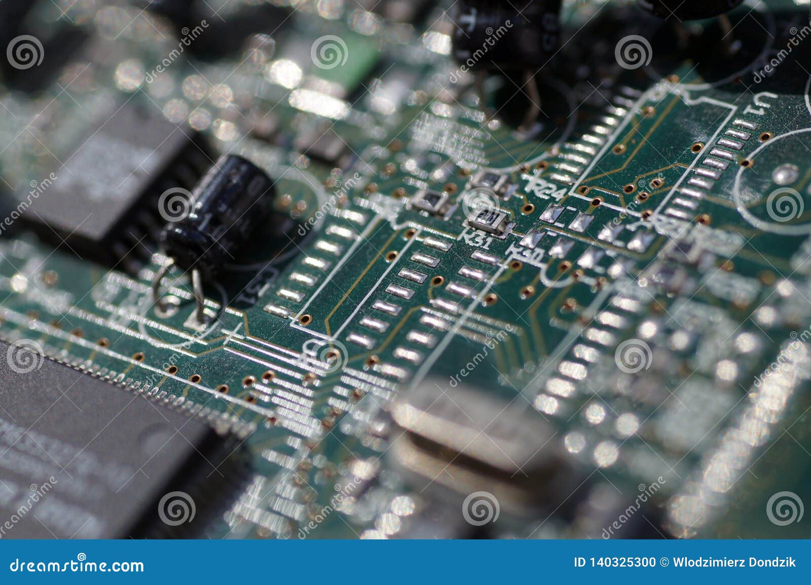 Large Close-up on Components. Close-up of a Piece of Computer Graphics ...